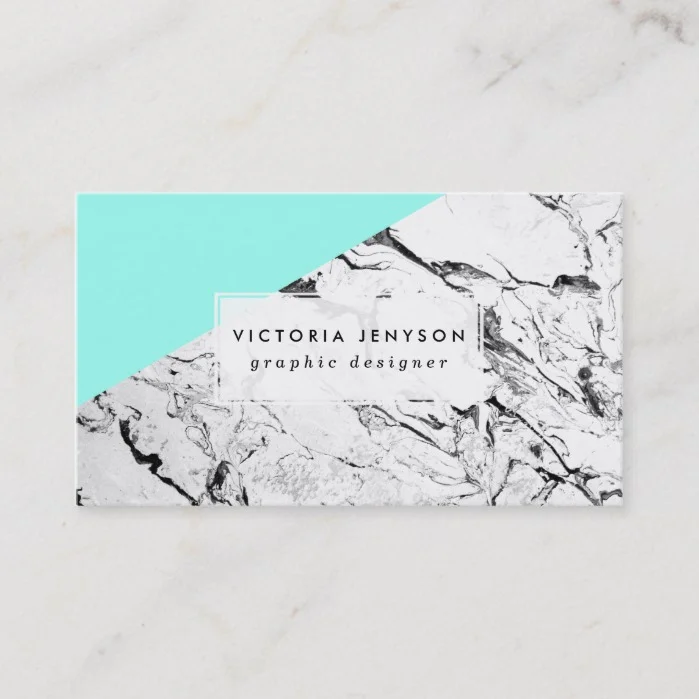 Turquoise Business Cards Like Marble Business Card Iridescent Blue